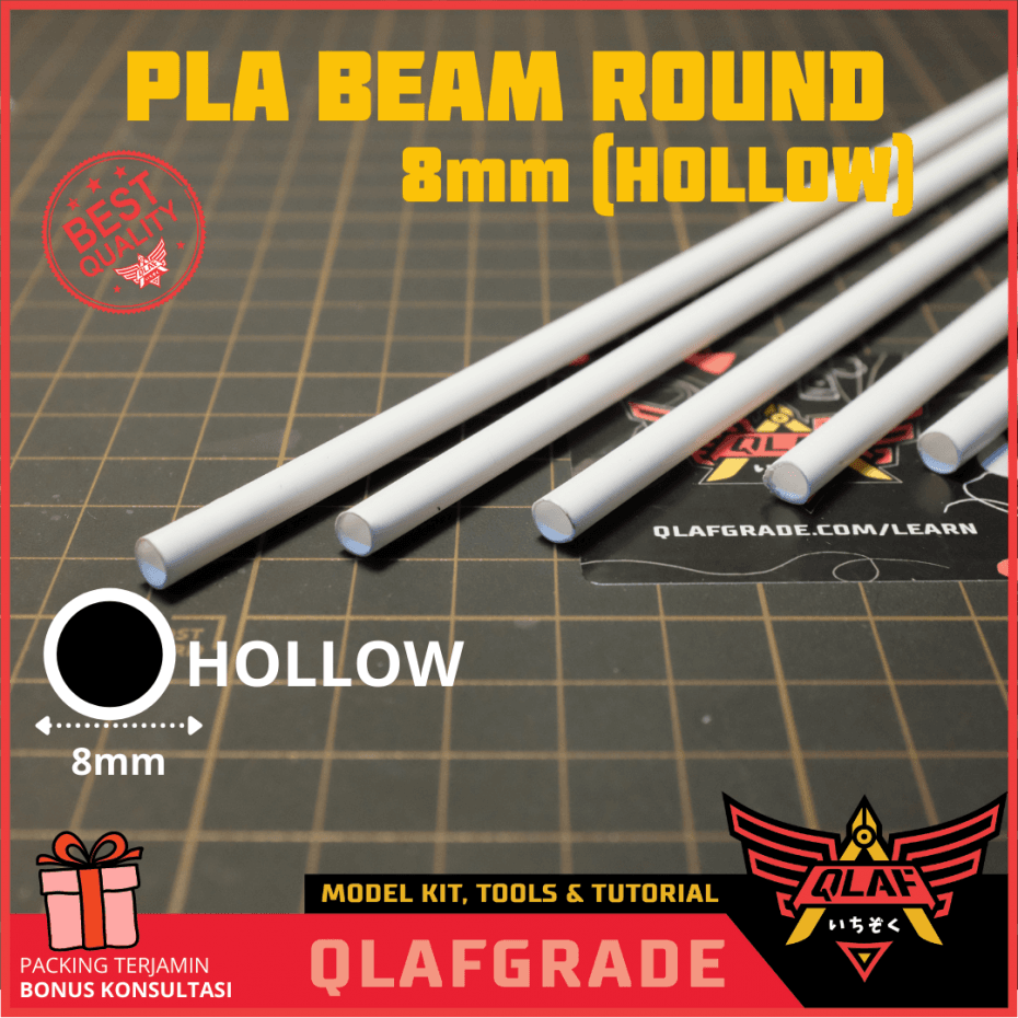 PLA BEAM ROUND 8 mm HOLLOW - plastic pla plate bulat custom model kit ...