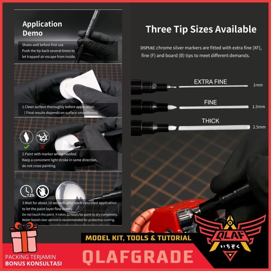 Chrome Silver FINE TIP DSPIAE marker cat gundam model kit airbrush ...