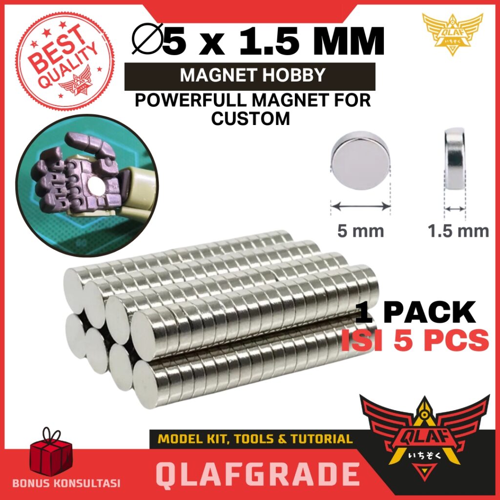 Magnet Hobby 5 x 1.5mm rare earth powerfull custom gundam model kit ...