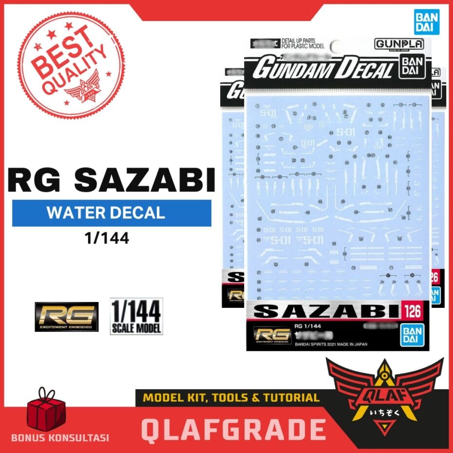 Decal gundam 126 RG SAZABI 1/144 - Bandai water slide | Qlaf Grade