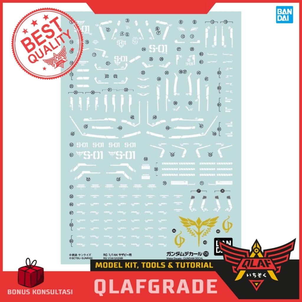 Decal gundam 126 RG SAZABI 1/144 - Bandai water slide | Qlaf Grade